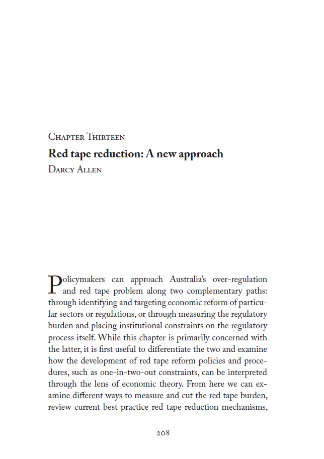 Red Tape Reduction: A New Approach – Darcy Allen